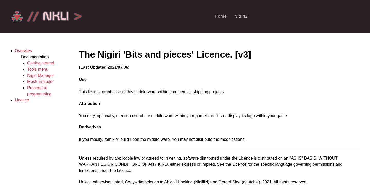 Nigiri: Software Licence | NKLI